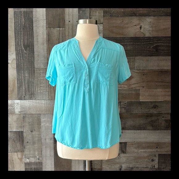 torrid | Tops | Torrid Harper Top Blue Henley Preppy Pastel Euro Summer ...